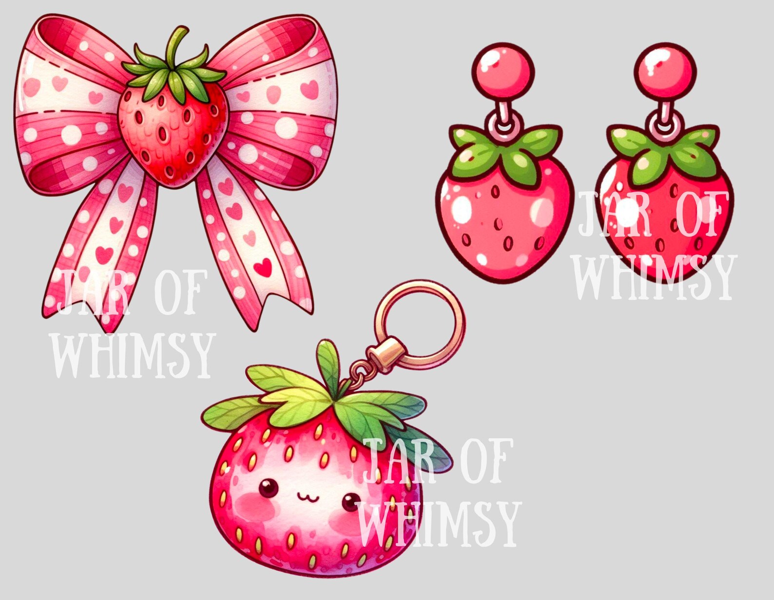 Watercolour Kawaii Strawberry Clipart Cute Chibi Strawberry PNG Digital ...