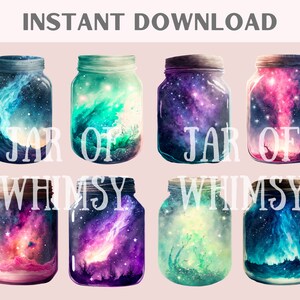 Watercolour Magic Galaxy Jars Clipart - Fantasy Skies PNG Digital Image ...