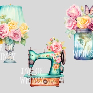 Watercolour Vintage Spring Clipart Mint Green Shabby Chic PNG Digital ...