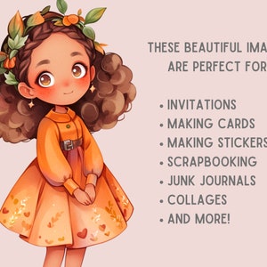 Watercolour Kawaii Autumn Girl Clipart Cute Chibi Fall Girl PNG Digital ...