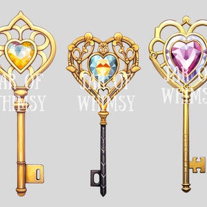 Watercolour Gold Heart Key Clipart Valentine Key to My Heart PNG ...