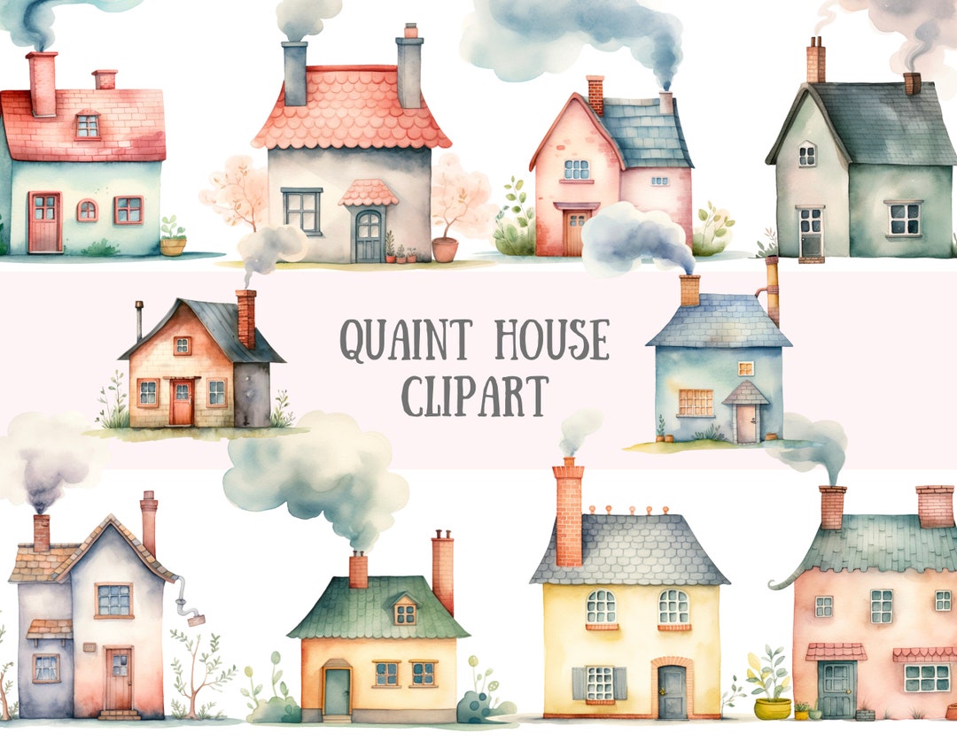 Watercolour Quaint House Clipart Cute Cottage Graphic PNG Digital Image ...