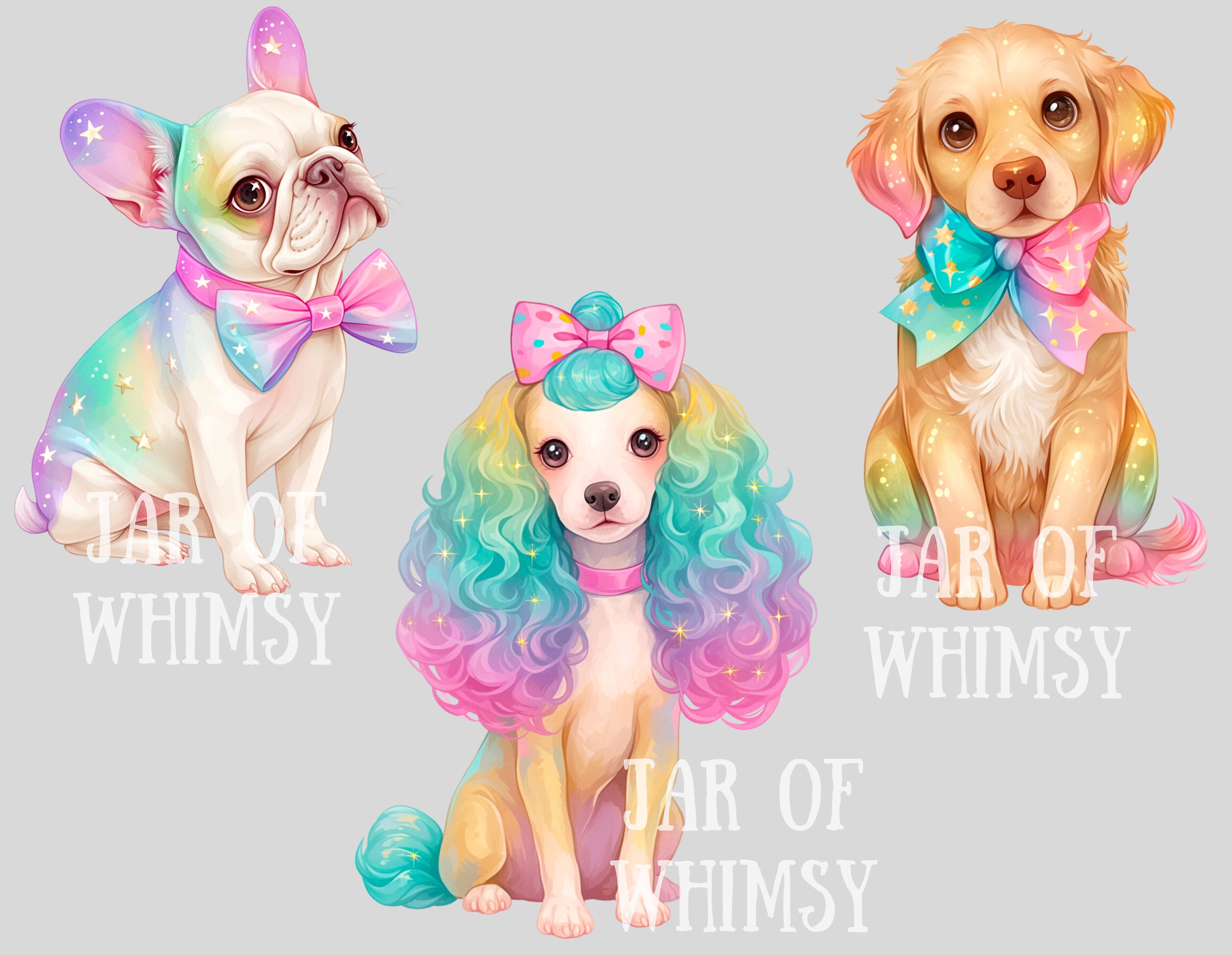 Watercolour Sparkly Rainbow Dog Clipart Magical Rainbow Puppy PNG ...