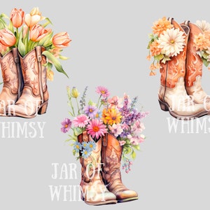 Watercolour Floral Cowgirl Boots Clipart Wild Western PNG Digital Image ...