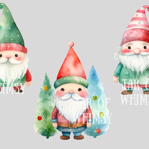 Watercolour Christmas Gnome Clipart Festive Garden Gnome PNG Digital ...
