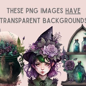 Watercolour Swamp Witch Clipart Gothic Halloween Fantasy PNG Digital ...