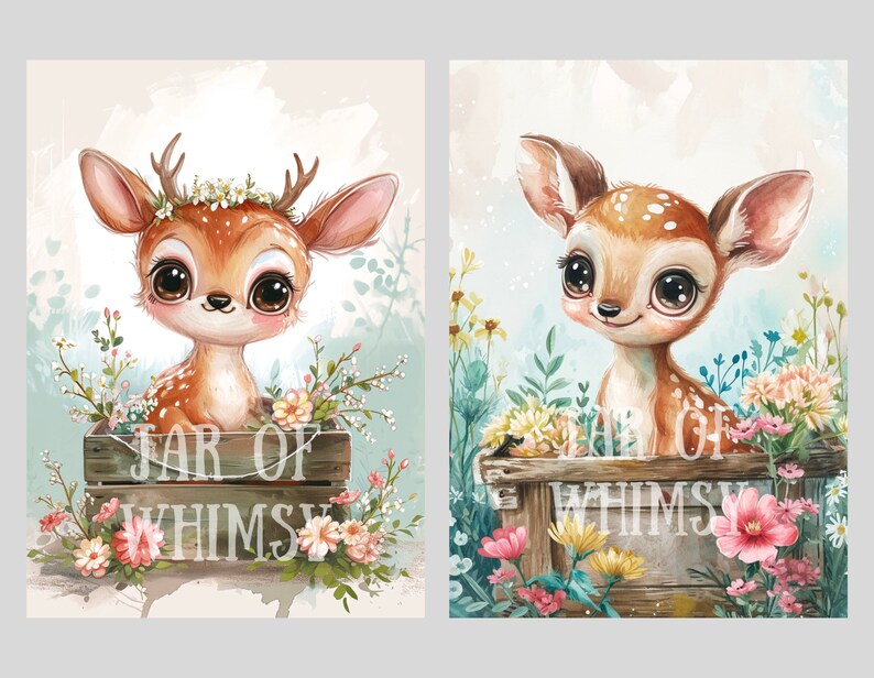 Watercolour Spring Deer Clipart Easter Baby Fawn JPG Digital Image ...