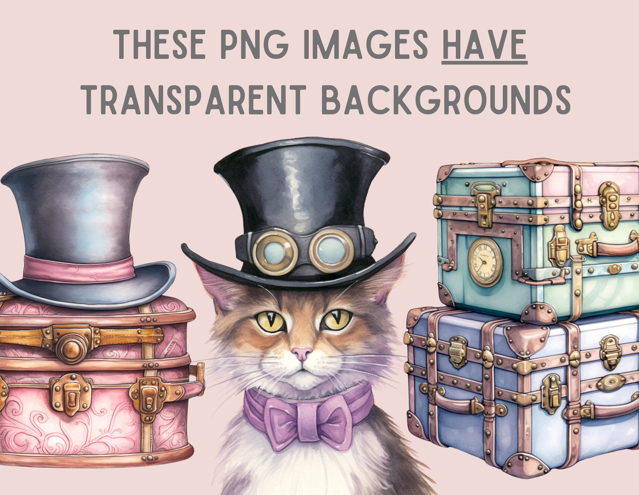 Watercolour Pastel Steampunk Clipart Cute Anime Manga Girl PNG Digital ...