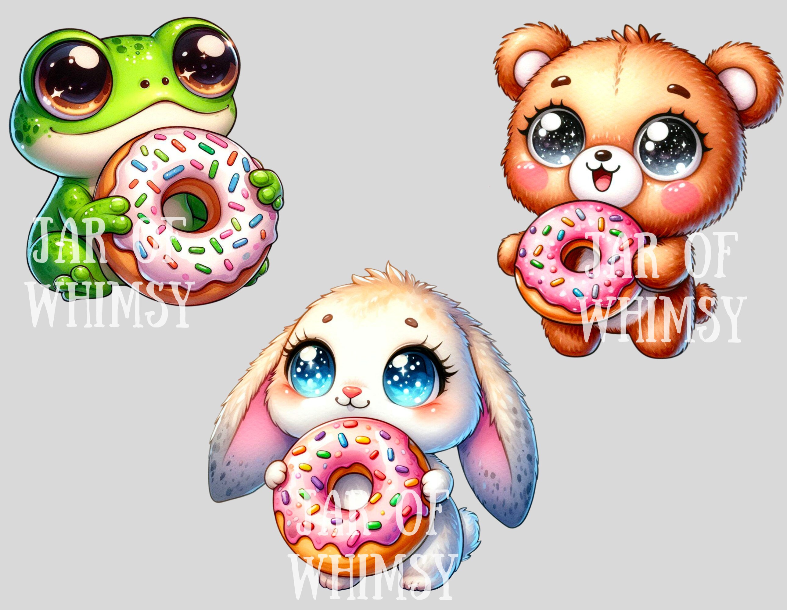Watercolour Cute Donut Animal Clipart Doughnut Day Animal PNG Digital ...