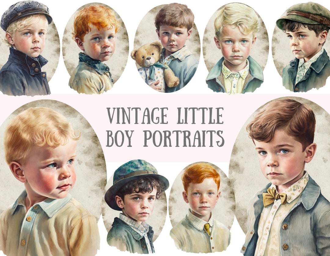 Watercolour Vintage Little Boy Portrait Clipart Boys Fashion PNG ...