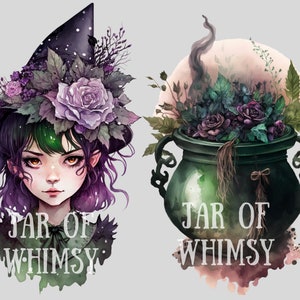 Watercolour Swamp Witch Clipart Gothic Halloween Fantasy PNG Digital ...