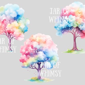 Watercolour Pastel Rainbow Tree Clipart Fantasy Forest PNG Digital ...