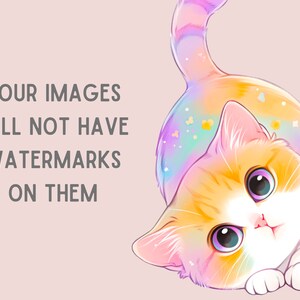 Watercolour Rainbow Kitty Clipart Cute Rainbow Cat PNG Digital Image ...