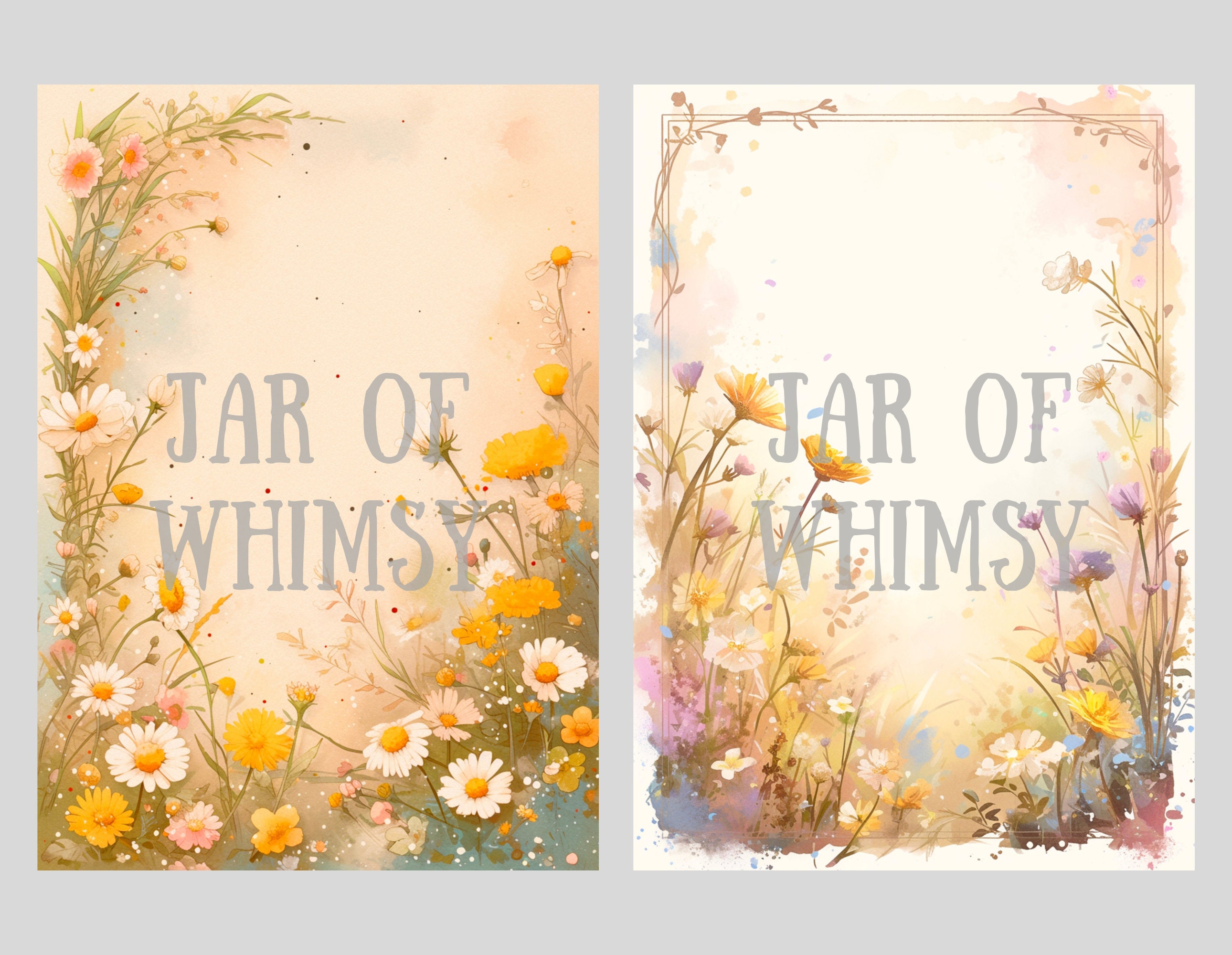 Watercolour Wildflower Border Clipart Overgrown Flower Garden JPG ...