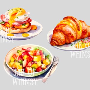 Watercolour Breakfast Clipart Bacon and Eggs PNG Digital Image ...