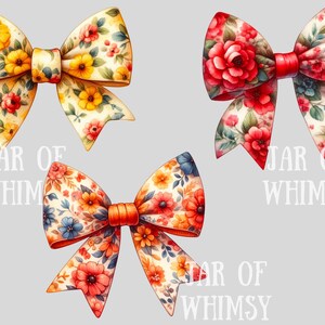 Watercolour Floral Bow Clipart Cute Floral Print Bow PNG Digital Image ...