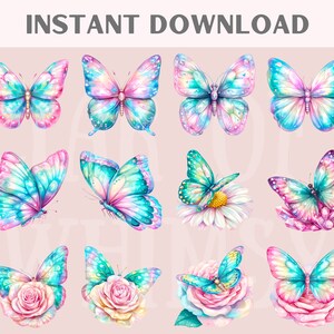Watercolour Magical Rainbow Butterfly Clipart Cute Butterfly PNG ...