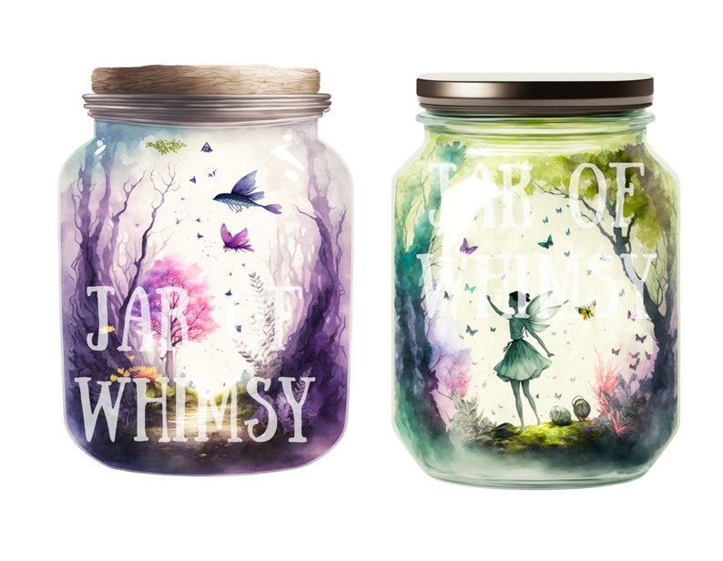 Watercolour Magic Fairy Garden Jars Clipart Fantasy PNG - Etsy