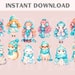Watercolour Kawaii Winter Clipart Cute Chibi Winter Girls PNG Digital ...