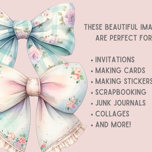 Watercolour Shabby Chic Bow Clipart Patchwork Bow PNG Digital Image ...
