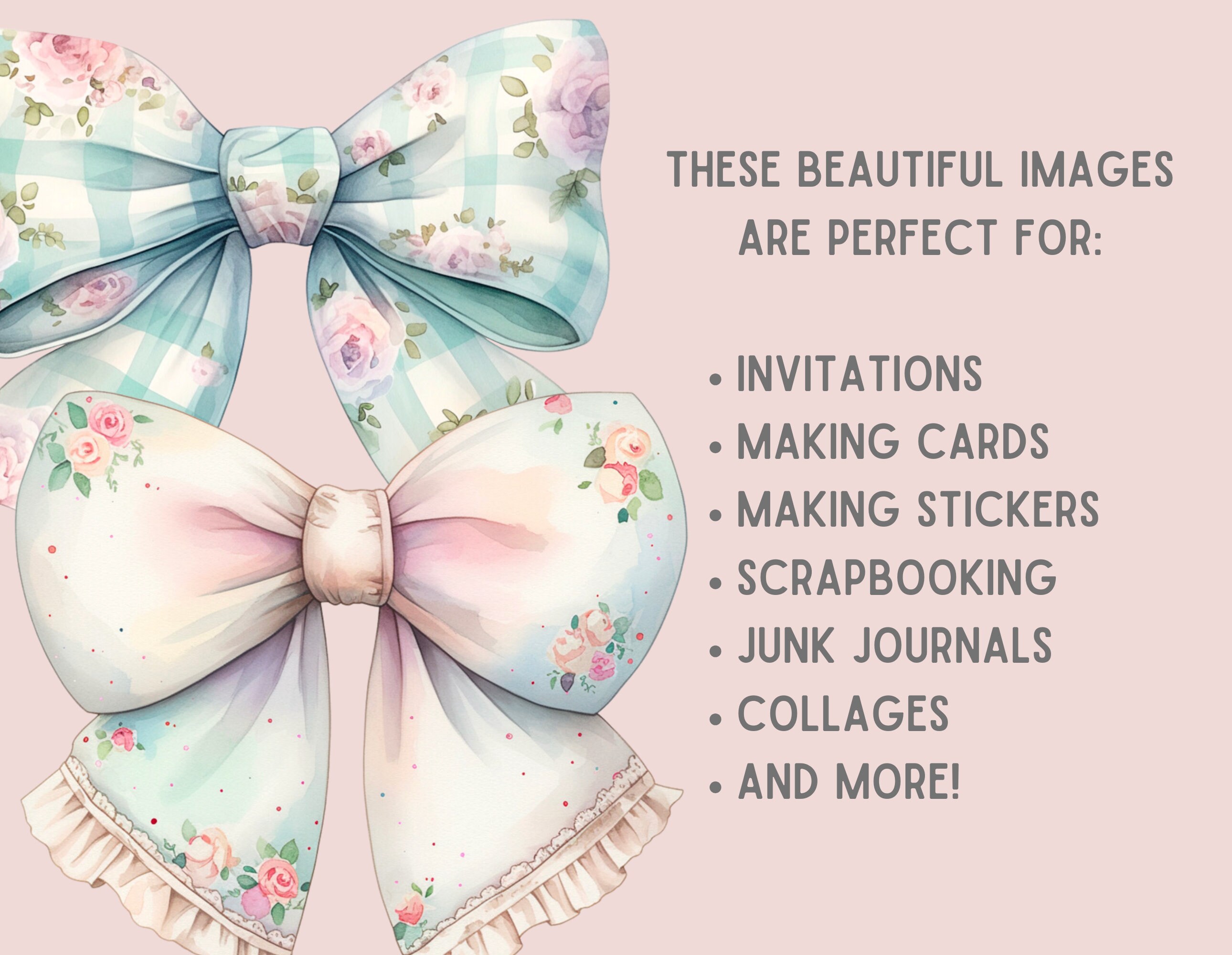 Watercolour Shabby Chic Bow Clipart Patchwork Bow PNG Digital Image ...