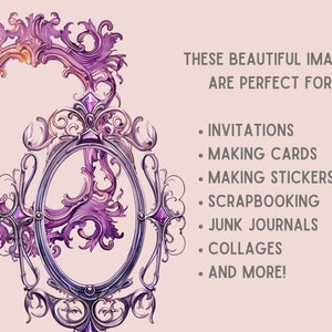 Watercolour Purple Ornate Frame Clipart Baroque Frames PNG Digital ...