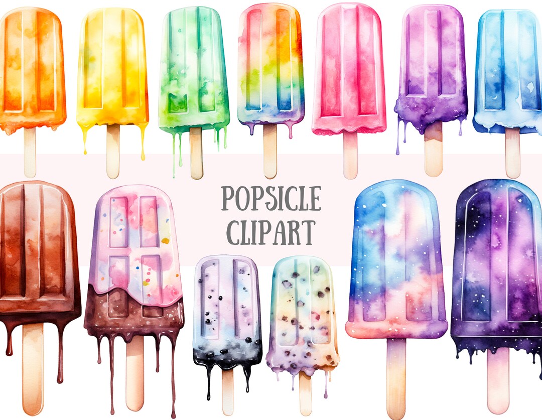 Watercolour Popsicle Clipart Summer Ice Cream Ice Block Lolly PNG ...