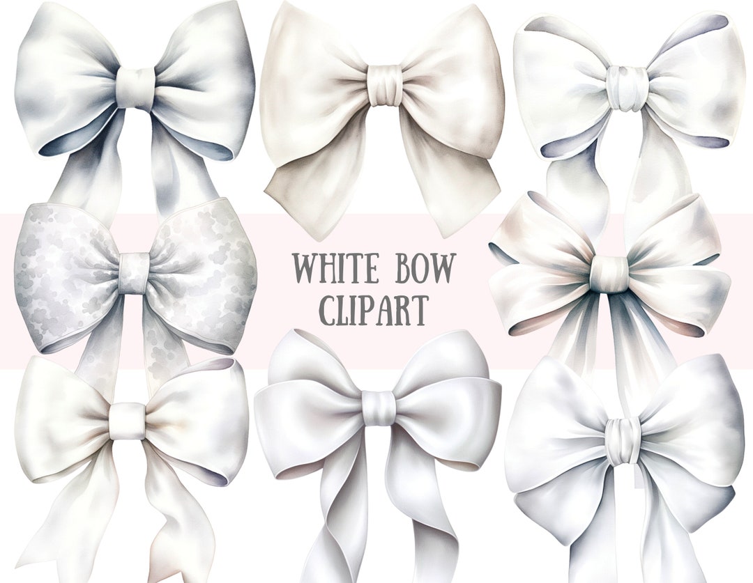 Watercolour White Bow Clipart Ivory and White Wedding Bow PNG Digital ...