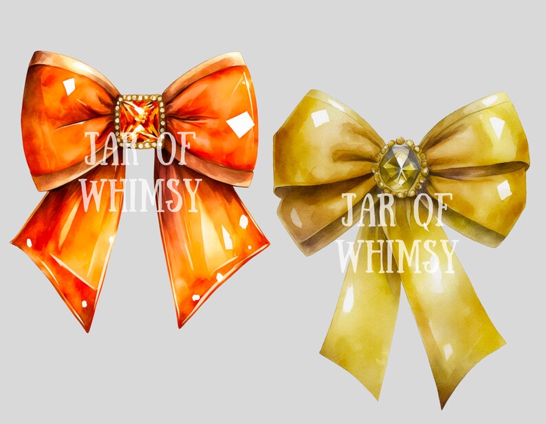 Watercolour Royal Fantasy Bows Clipart - Princess Bows PNG Digital ...