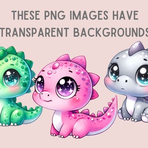 Watercolour Baby Dinosaur Clipart Kawaii Dinosaur PNG Digital Image ...
