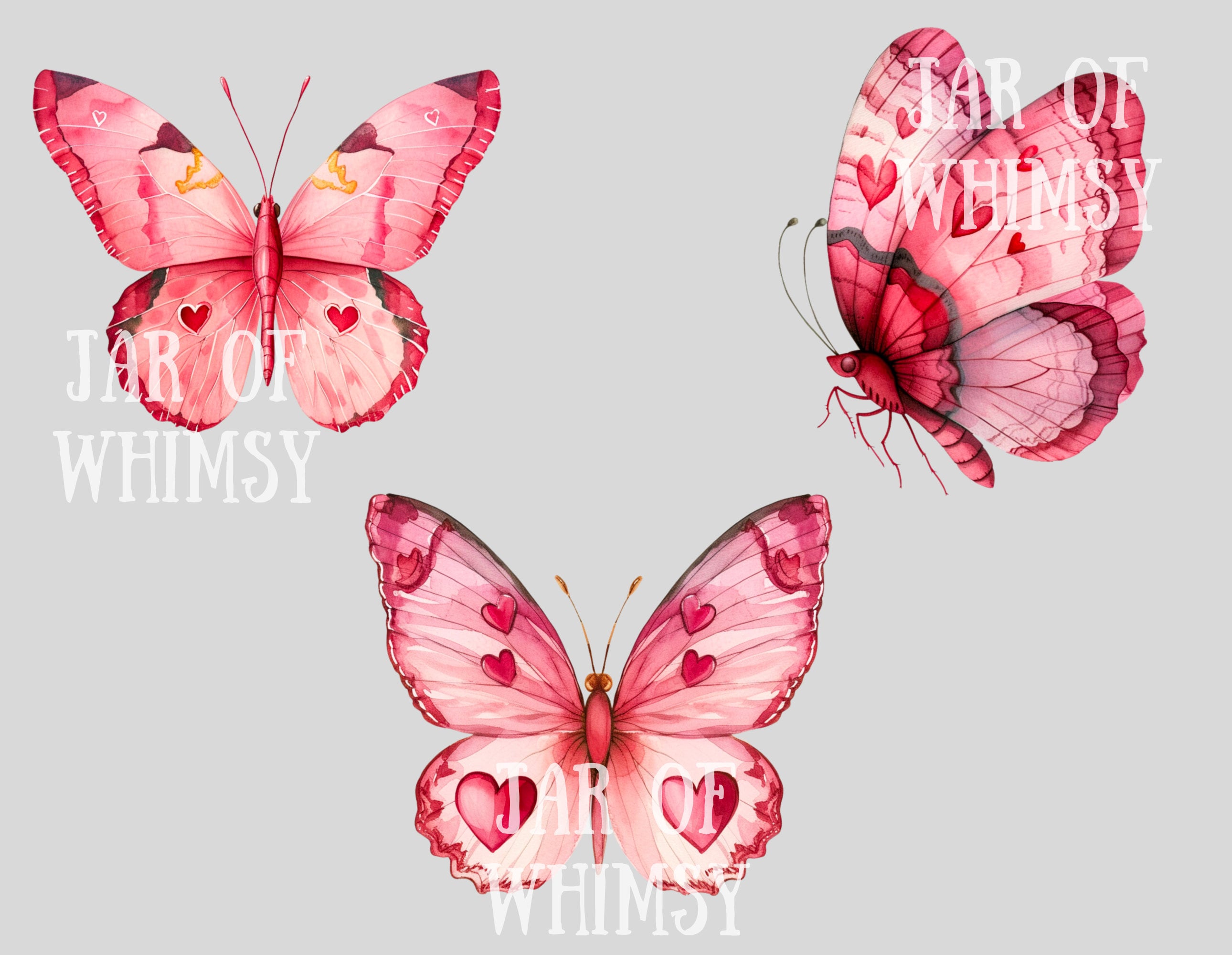 Watercolour Valentines Day Butterfly Clipart Cute Butterfly PNG Digital ...