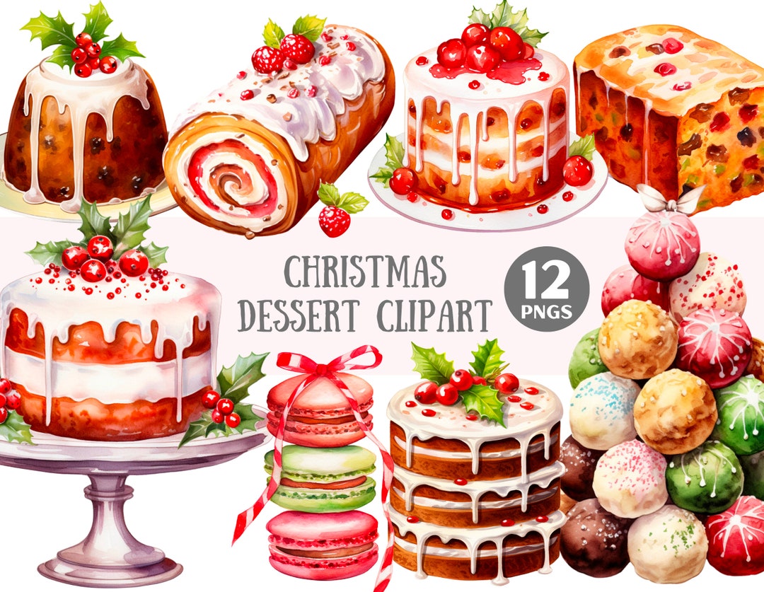 Watercolour Christmas Dessert Clipart Xmas Treats PNG Digital Image ...