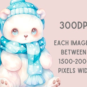 Watercolour Kawaii Winter Clipart Cute Chibi Winter Girls PNG Digital ...