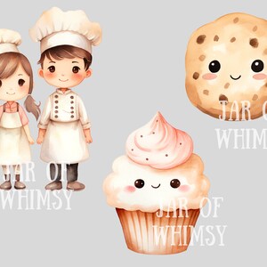Watercolour Cute Baker Clipart Kawaii Cupcake Bakery PNG Digital Image ...