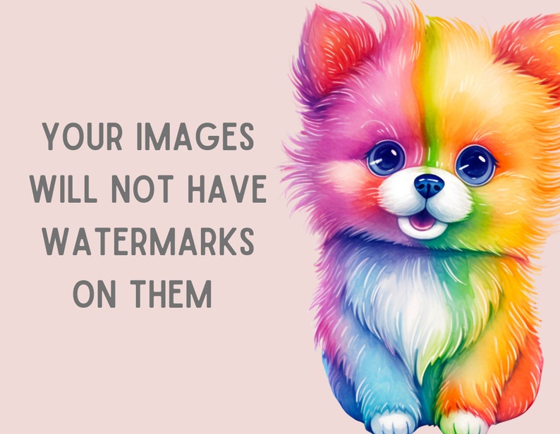 Watercolour Bright Rainbow Dogs Clipart Kawaii Puppy PNG - Etsy