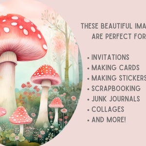 Watercolour Pink Mushroom Clipart Fairy Toadstools PNG Digital Image ...