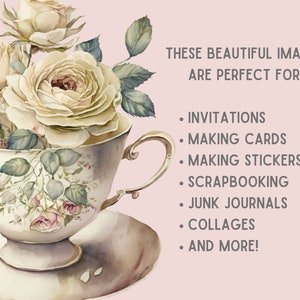 Watercolour Vintage Ivory Rose Clipart - Vintage Wedding PNG Digital ...