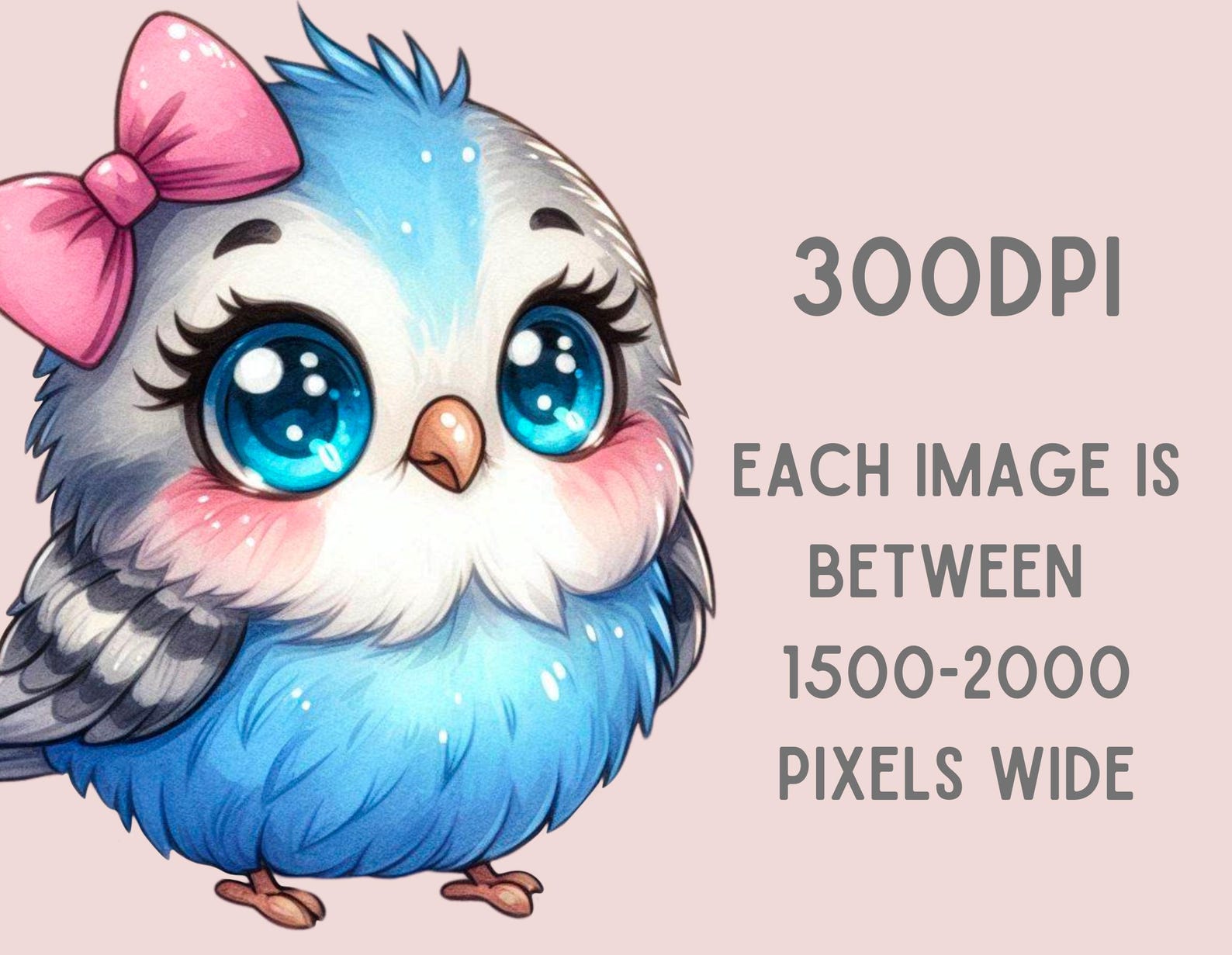 Watercolour Blue Budgie Clipart Chibi Pet Bird Blue Budgerigar PNG ...