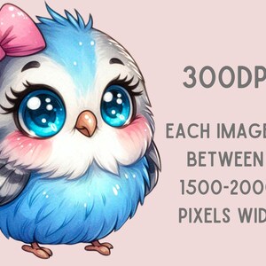 Watercolour Blue Budgie Clipart Chibi Pet Bird Blue Budgerigar PNG ...
