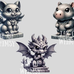 Watercolour Gargoyle Clipart Cute Gargoyle Animal Statue PNG Digital ...
