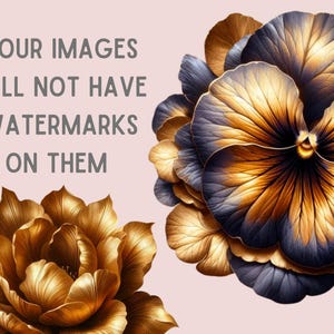 Watercolour Gold Flower Clipart Wedding Flower Elements PNG Digital ...