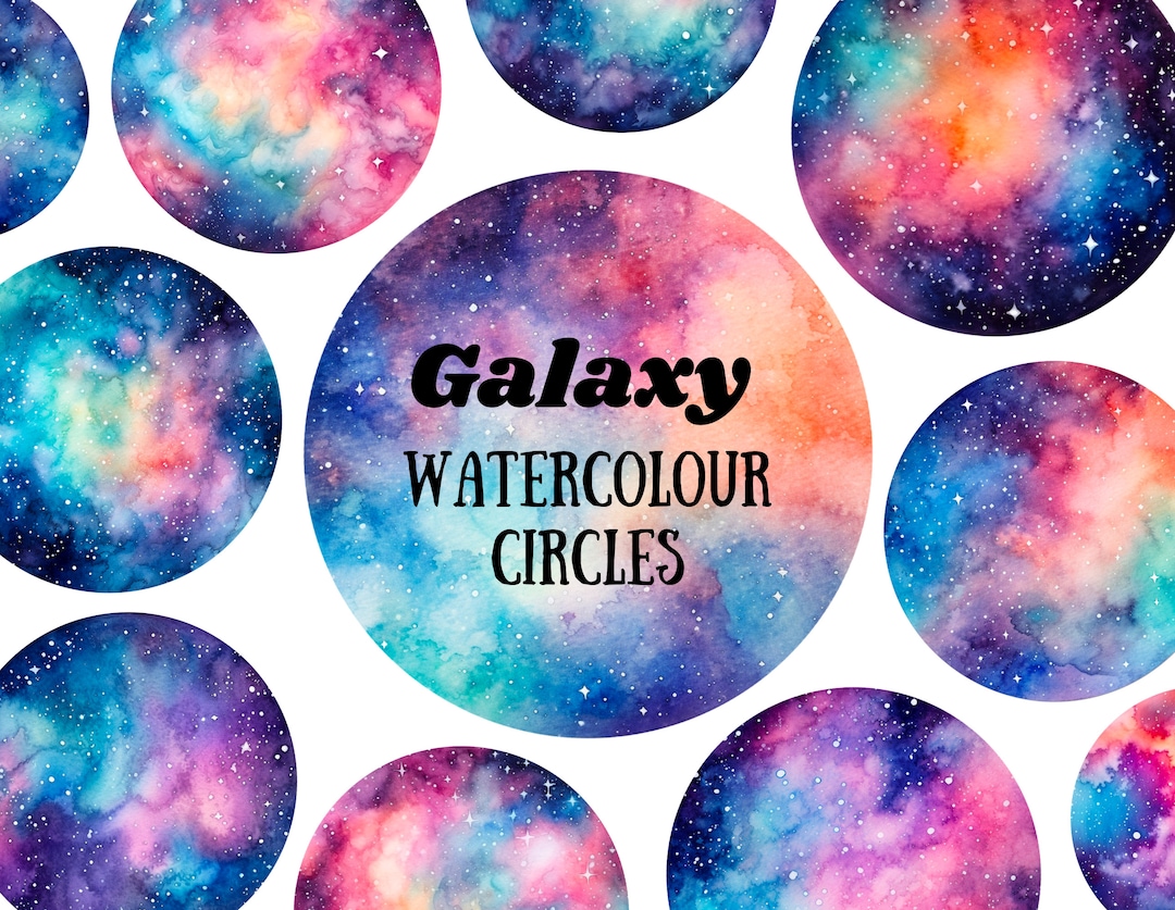 Galaxy Watercolour Circles Clipart Rainbow Night Sky PNG Digital Image ...