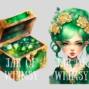 Watercolour Emerald Green Princess Clipart Fairytale Fantasy PNG ...