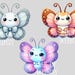 Watercolour Kawaii Butterfly Clipart Colourful Cute Chibi PNG Digital ...