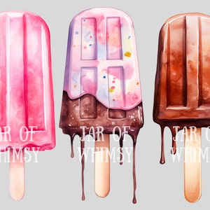 Watercolour Popsicle Clipart Summer Ice Cream Ice Block Lolly PNG ...