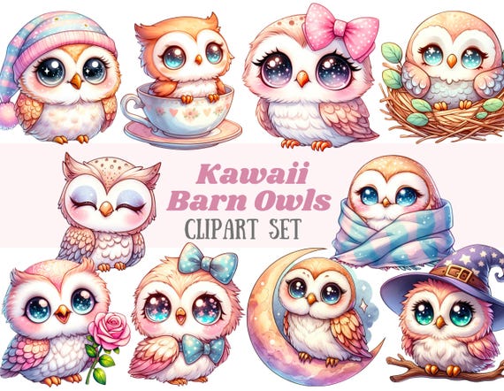 Baking Owls Clipart Set Clip Art Set Van Schattige Uilen Bakken Garde