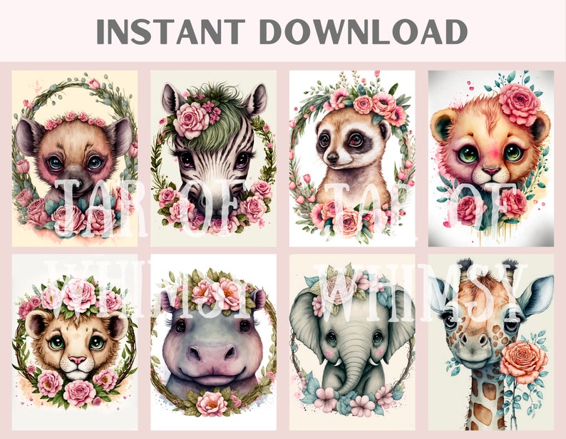 Watercolour Safari Animals Clipart - Lion Elephant Zebra PNG Digital ...