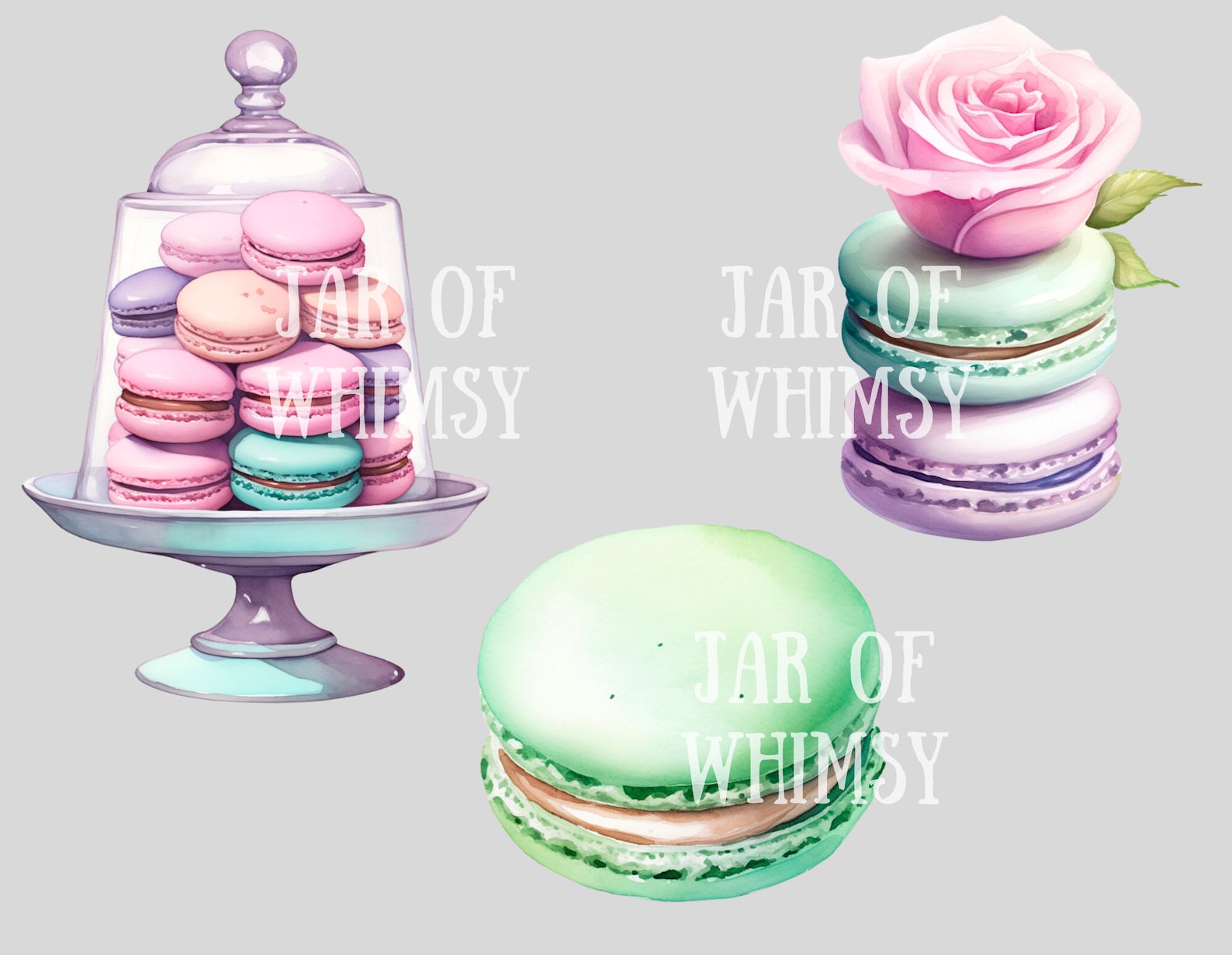 Watercolour Pastel Macaron Clipart French Macaroon PNG Digital Image ...