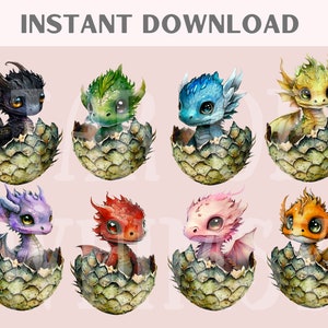 Watercolour Baby Dragon Eggs Clipart - Fantasy PNG Digital Image ...
