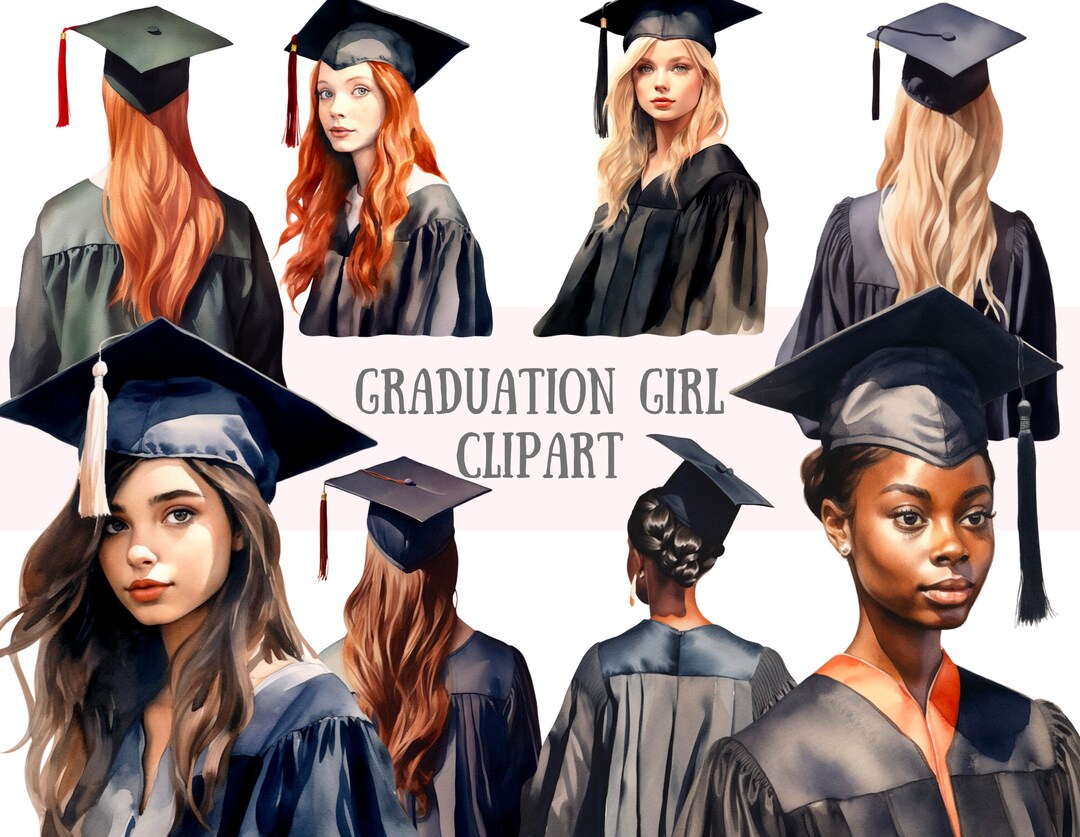 Watercolour Graduation Girl Clipart Graduate Fashion Girls PNG Digital ...